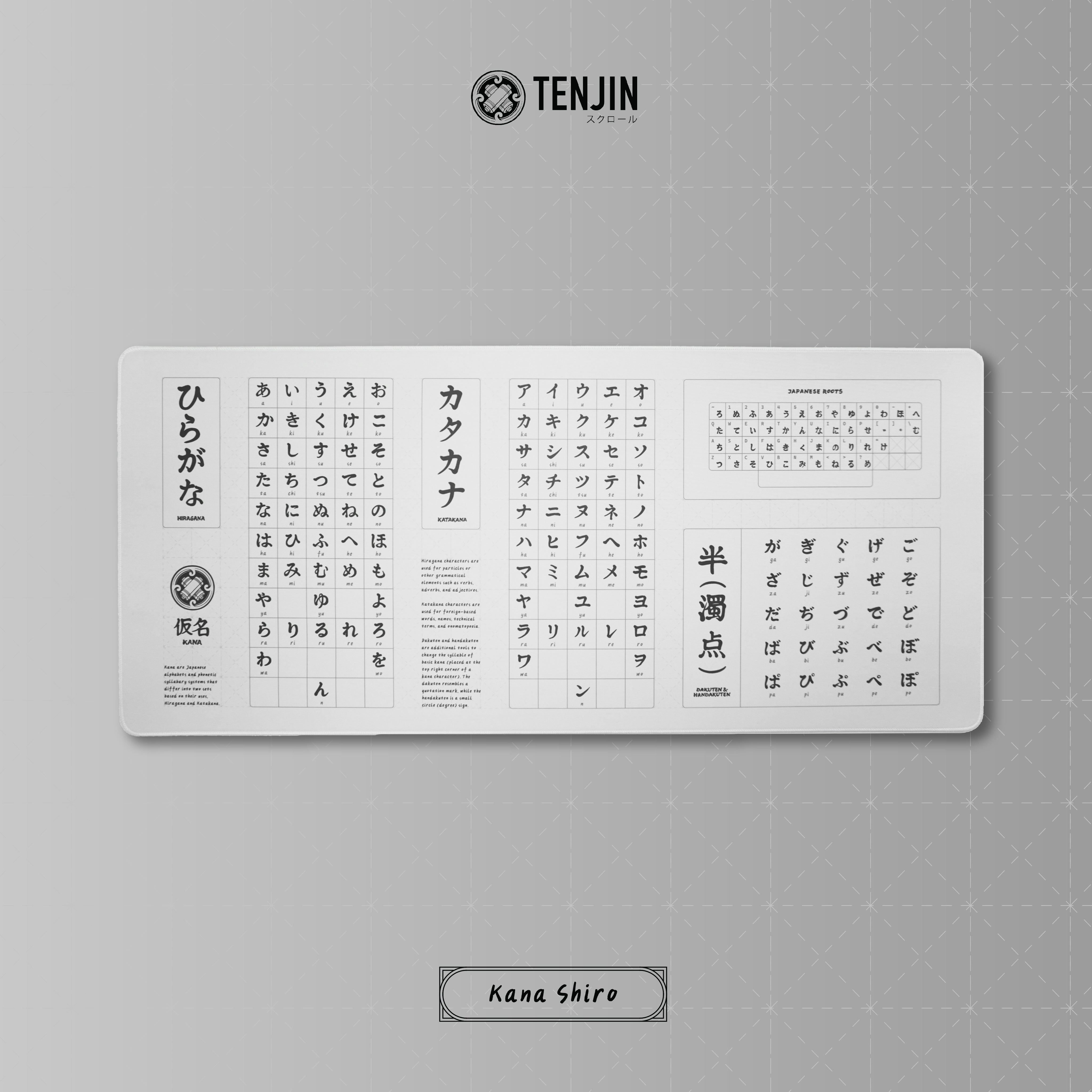 Tenjin Scrollworks - KANA Deskmat – Tenjin Style & Scrollworks